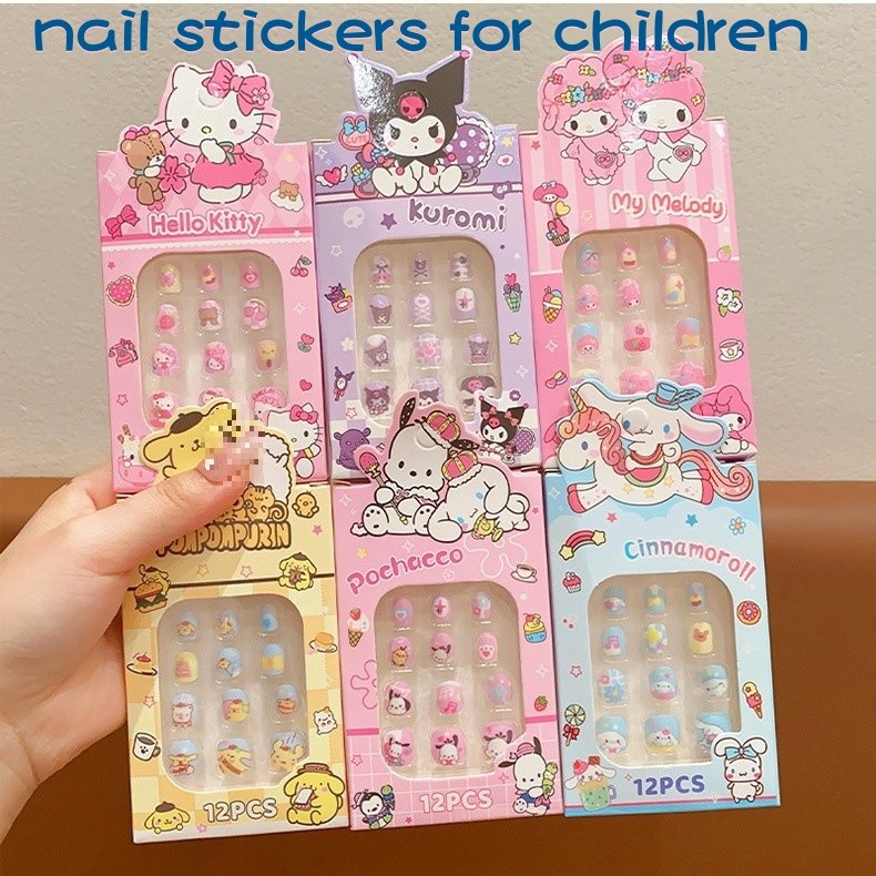 Kuromi melody Pom Pom Purin Cinnamoroll nail stickers for kids, cute ...