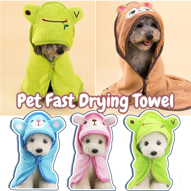 Dog Bath Towel Pet Fast Drying Towels Soft High Absorption Cute Cartoon ...