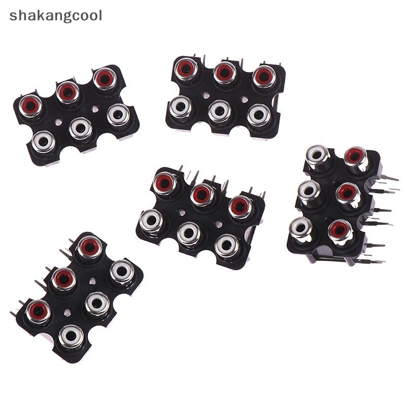 SCPH 5Pcs 6 holes RCA Female Stereo audio Jack AV Audio input socket ...
