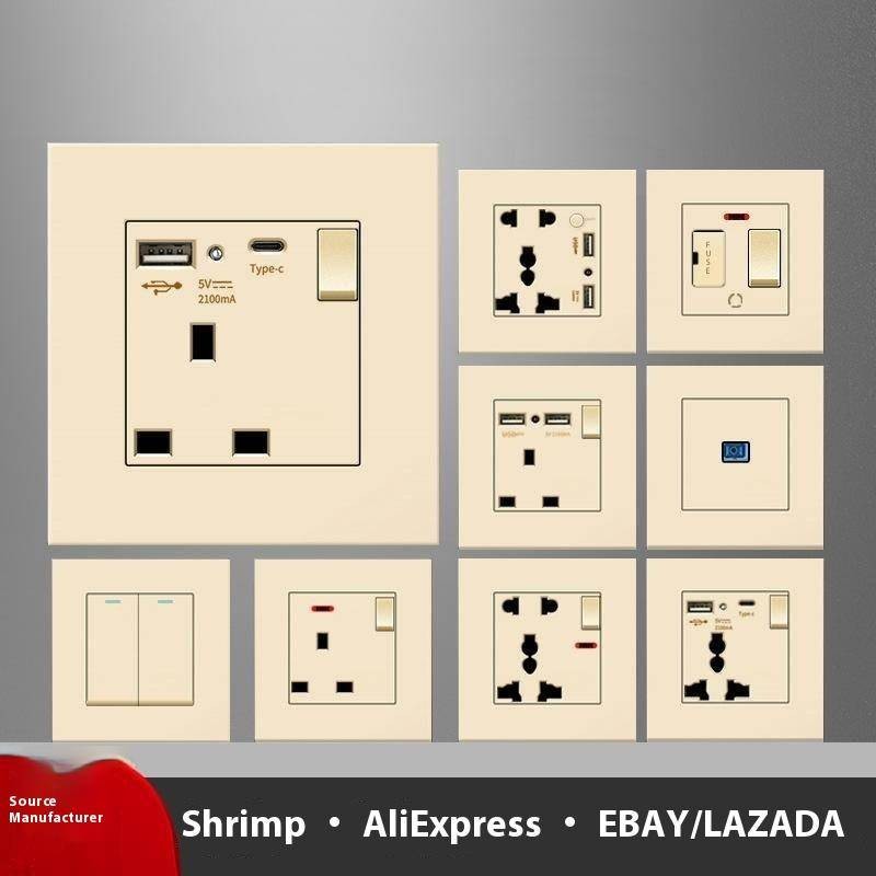 Golden PC Plastic Hong Kong Macau British Style 13A Plug USB with Type ...