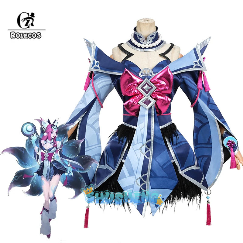ROLECOS Ahri Cosplay Costume Game LOL Nine Tailed Fox Snow Moon Ahri ...