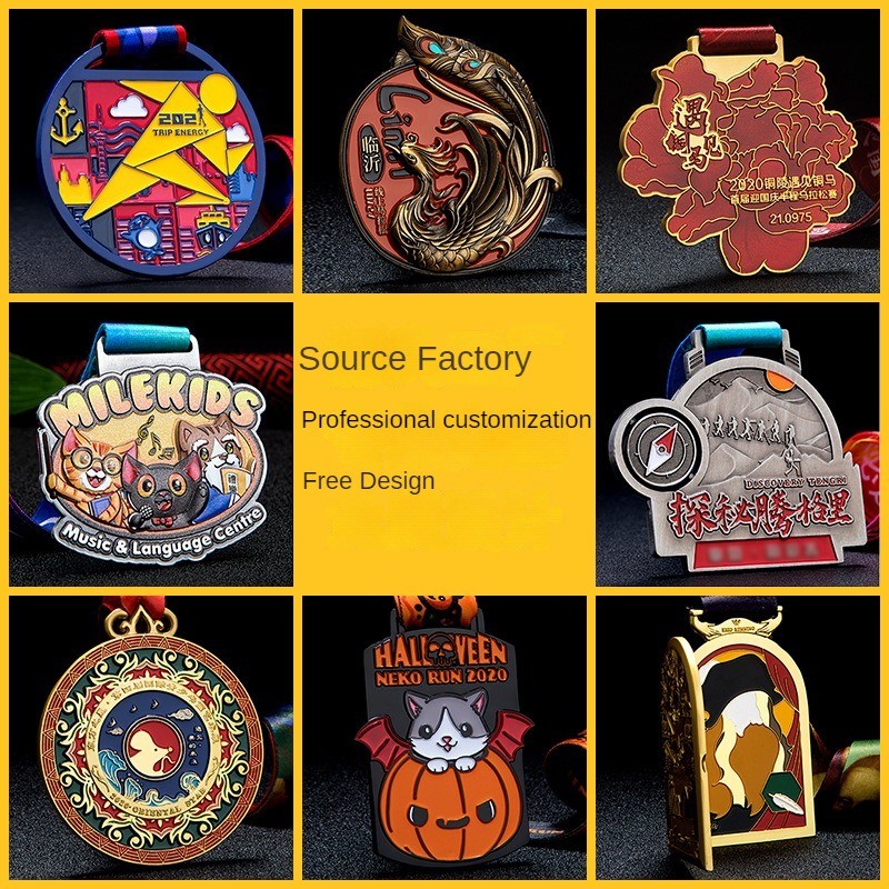 Metal medal customization Painted medals Sports event running Marathon ...