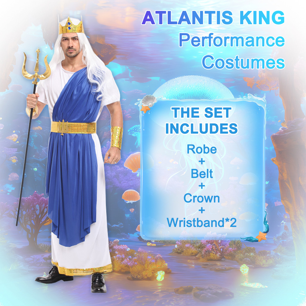 Ancient Greek Mythology God Of Sea King Poseidon Costumes for Men ...