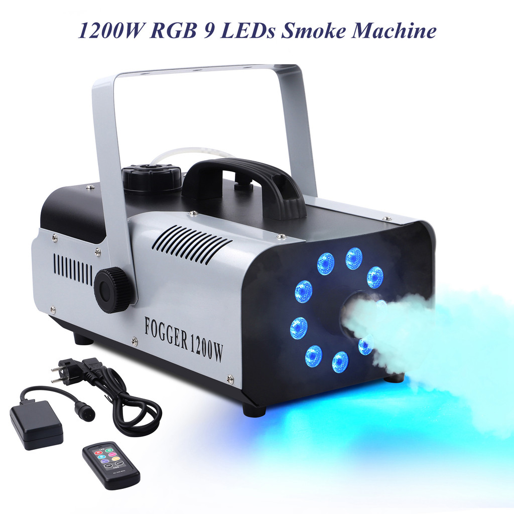 1200W RGB 9 LEDs Smoke Machine Halloween DJ Show Fog Ejector Stage ...