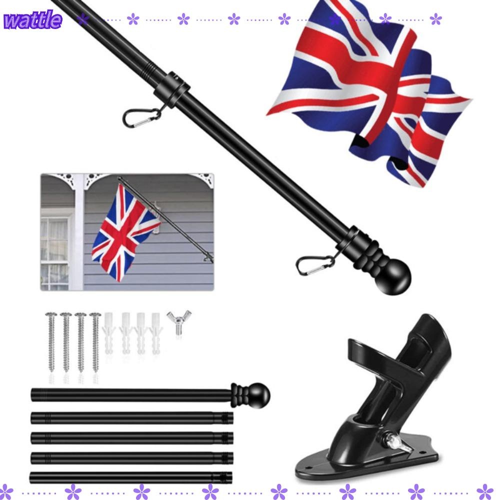 WATTLE 6ft Flag Pole Holder Collapsible Wall Bracket Base Flagpole Base ...