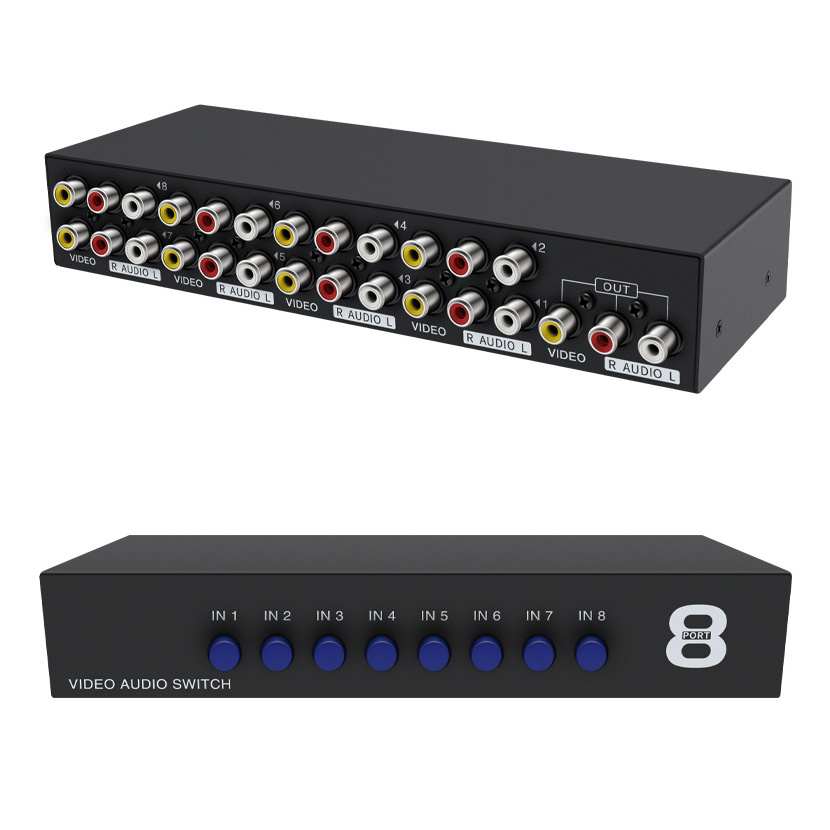 8-Way AV 3 RCA Switcher 8 in 1 Out 3RCA Composite Video L/R Audio ...