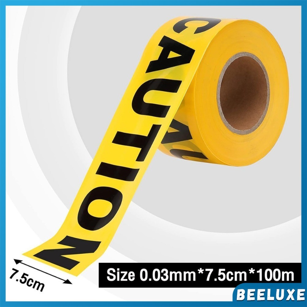 BeeLuxe Caution Tape (Non-Adhesive) Isolated Barricade Yellow and Red Danger Warning Tape 100m ...