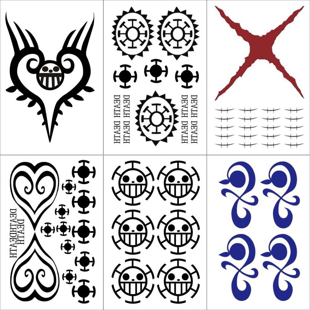 One Piece Tattoo Stickers Luffy Shichibukai Dorafalgar 10.14 | Shopee ...