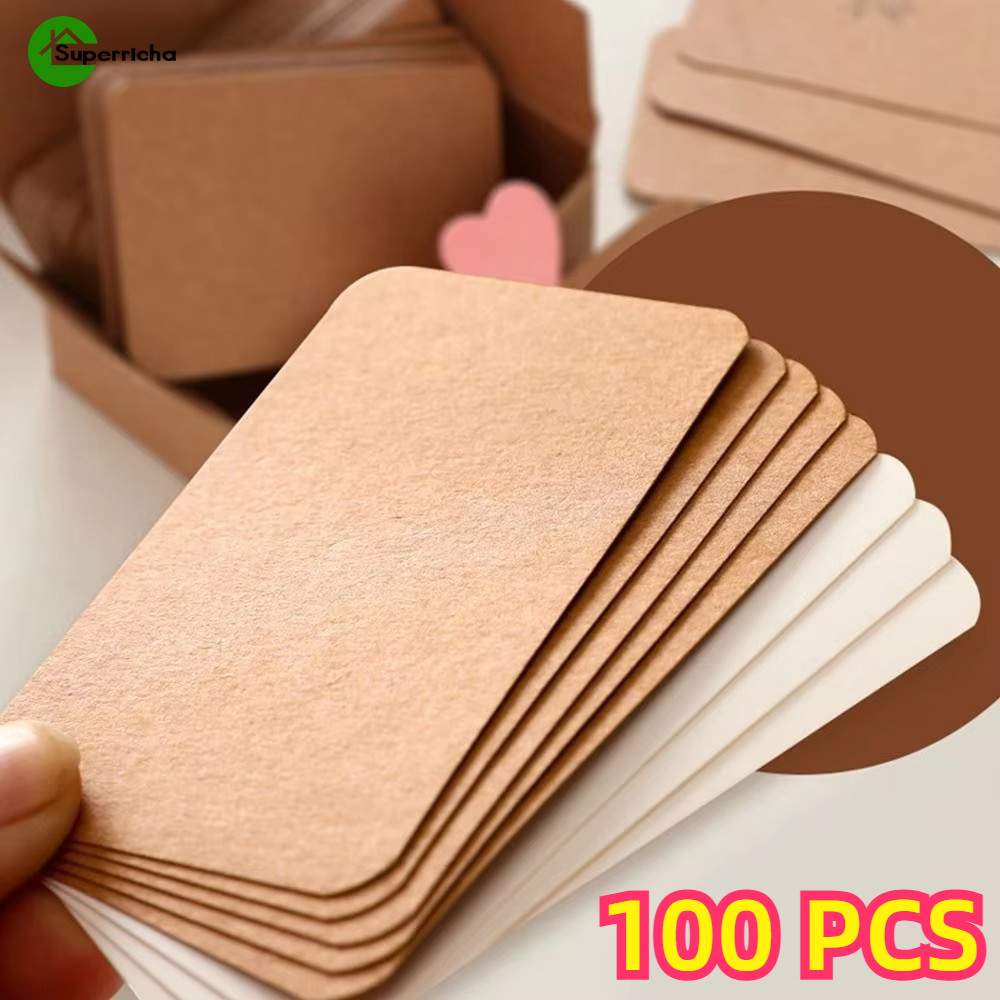100Pc/Box Double Sided Kraft Paper Blank Card - Portable Message Memo ...