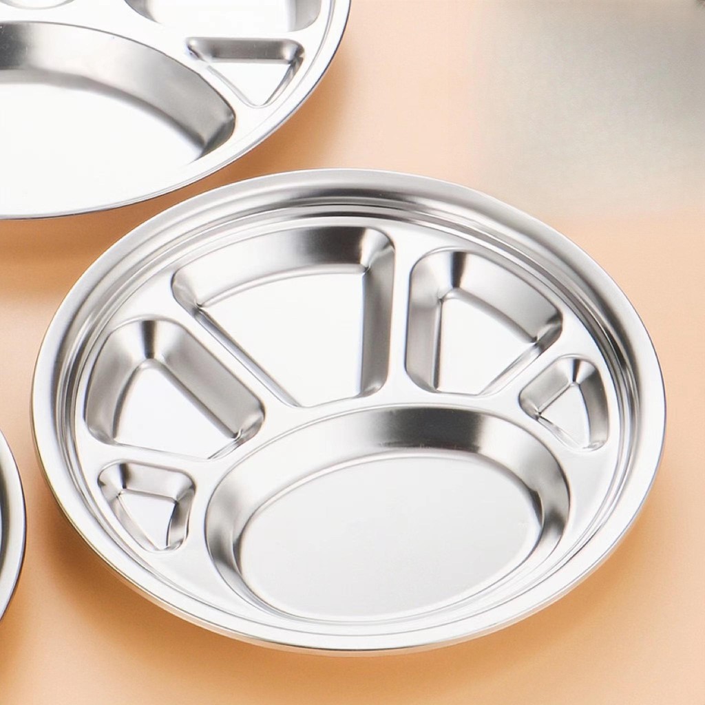 Stainless Steel 6 Compartment Tray Hole Divided Food Round Zebra 28/30 ...