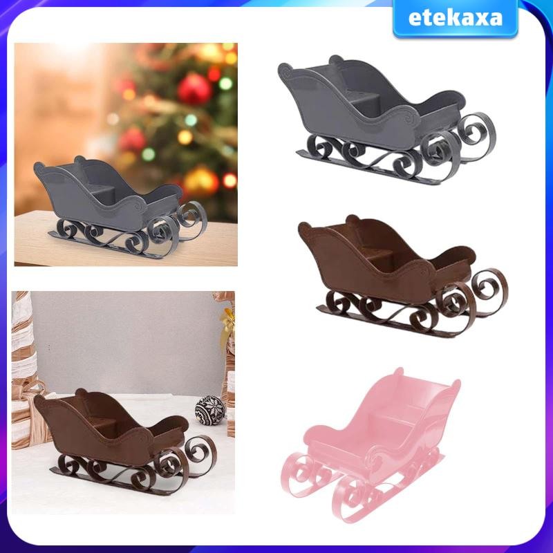 [Etekaxa] Santa Sleigh Miniature Sleigh Christmas Statue Decoration ...