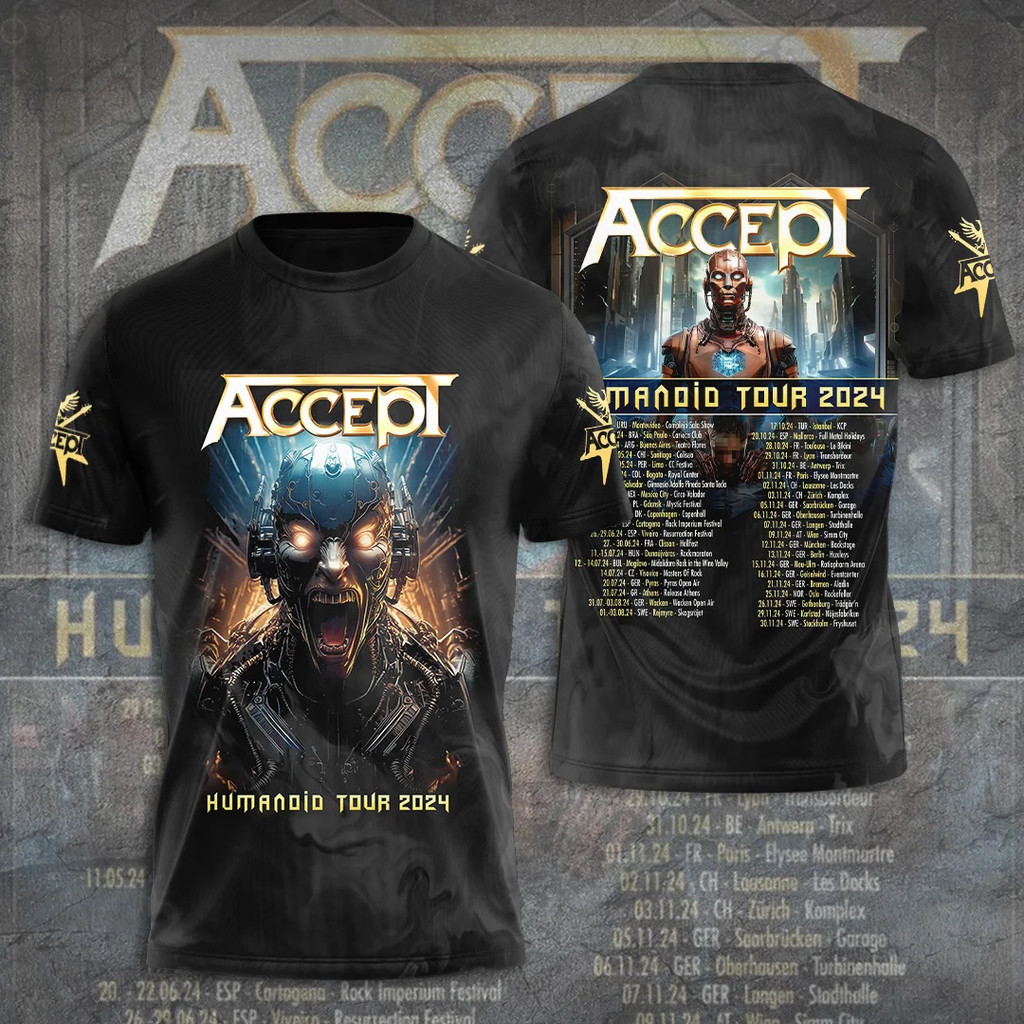 Vintage Men's T-shirt Classic Band Accept 3D Printed t shirts Man Women ...
