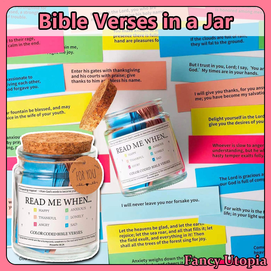 Bible Verses in a Jar Read Me When Colorful Bible Verses in Glass Holy ...