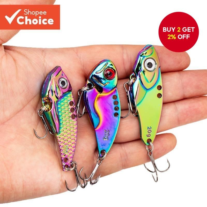 3 Pack Metal Vib Bait 3D Eye Fish Lure Spoon Shaped Lure Sinking Hard ...