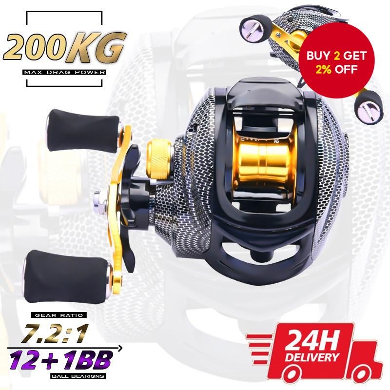 Metal throwing reel BC 12 + 1BB 7.2:1 Maximum drag force 200kg Fishing ...