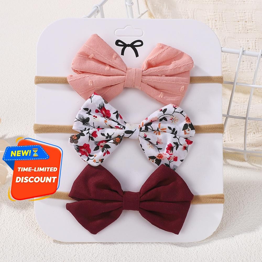 3-piece Fresh Bowknot Nylon Hair Bands Set for Babies - Cute Elastic ...