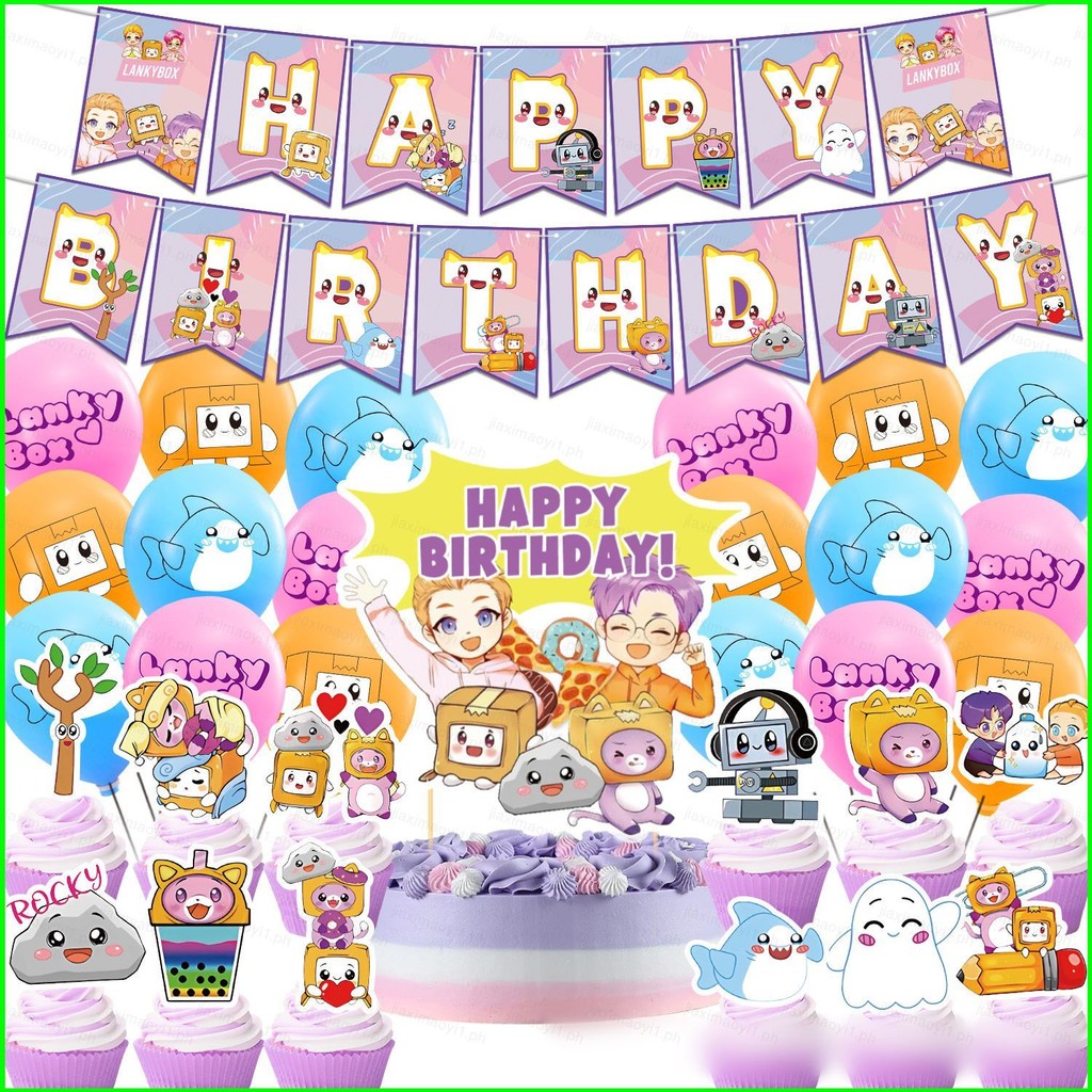 JX1 LankyBox Theme kids birthday party decorations banner cake topper ...