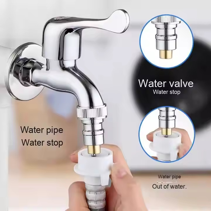 Washing Machine Faucet Anti-fall Automatic Water Stop Adapter Faucet ...