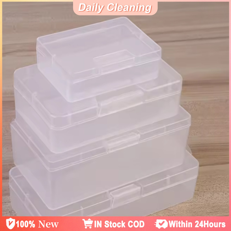 Transparent Rectangular Plastic Storage Organizer Stickers Box Desktop ...