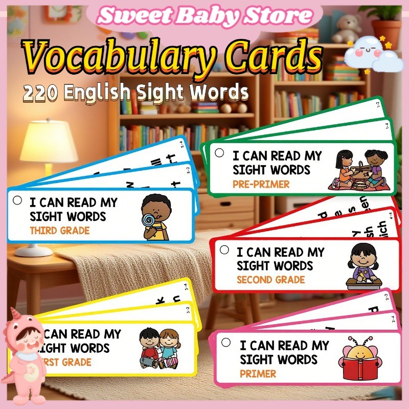 220 English Sight Words Flashcards High-Frequency Vocabulary Cards ...