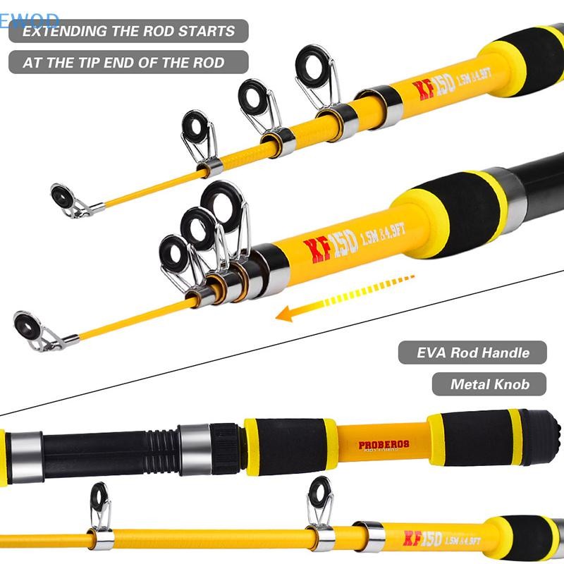 EWOD Fishing Rod And Reel Bait Full Kit 1.8M Telescopic Spinning ...