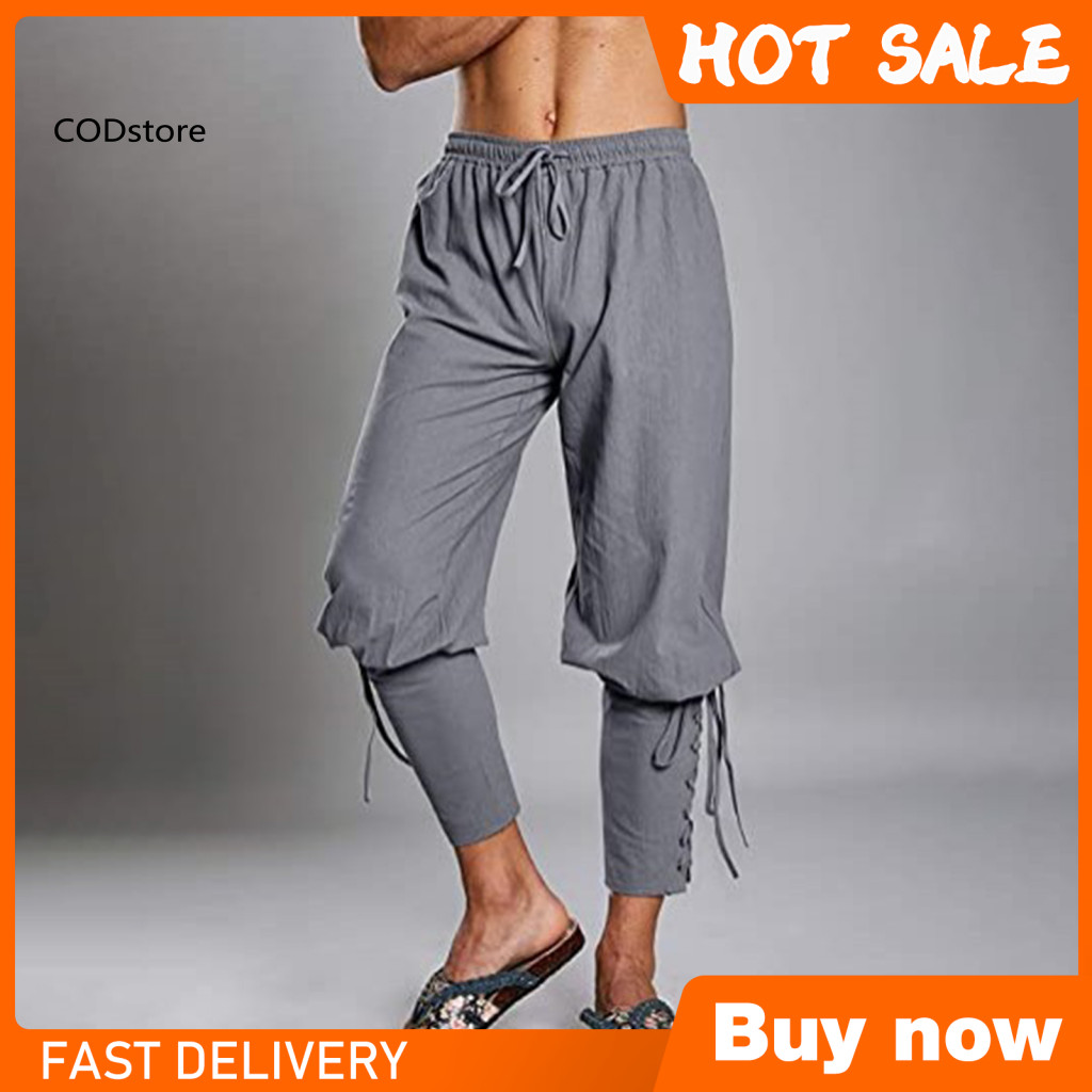 KDCOD* Ankle Strap Trousers Medieval Pirate Pants for Men Renaissance ...