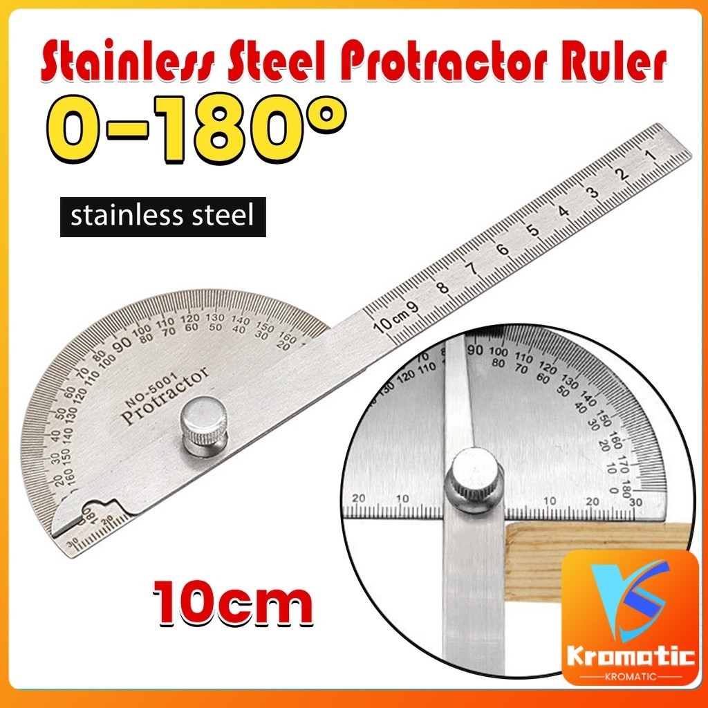 Kc Stainless Steel Protractor Adjustable Roundhead Ruler 180 Degree ...