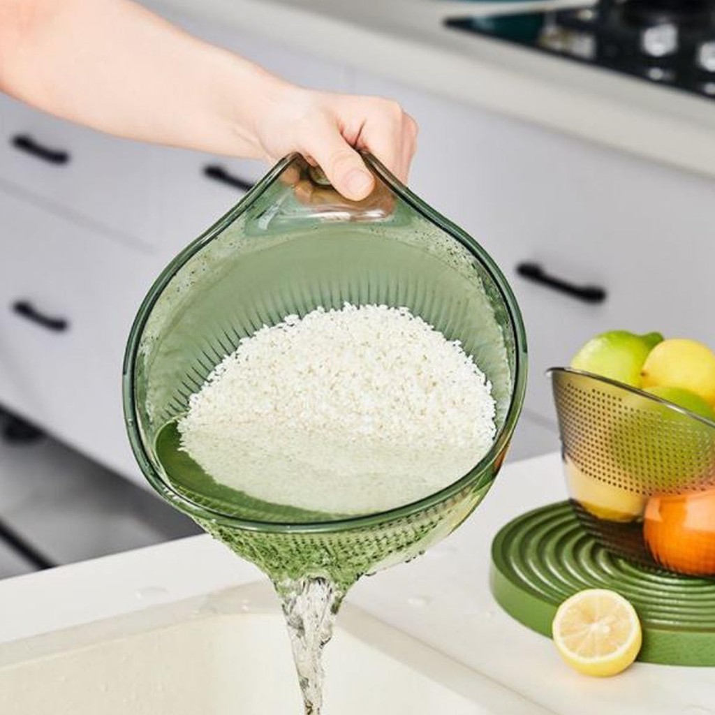Rice Washer Strainer Bowl, Rice Washing Filter Strainer Basket Colander ...