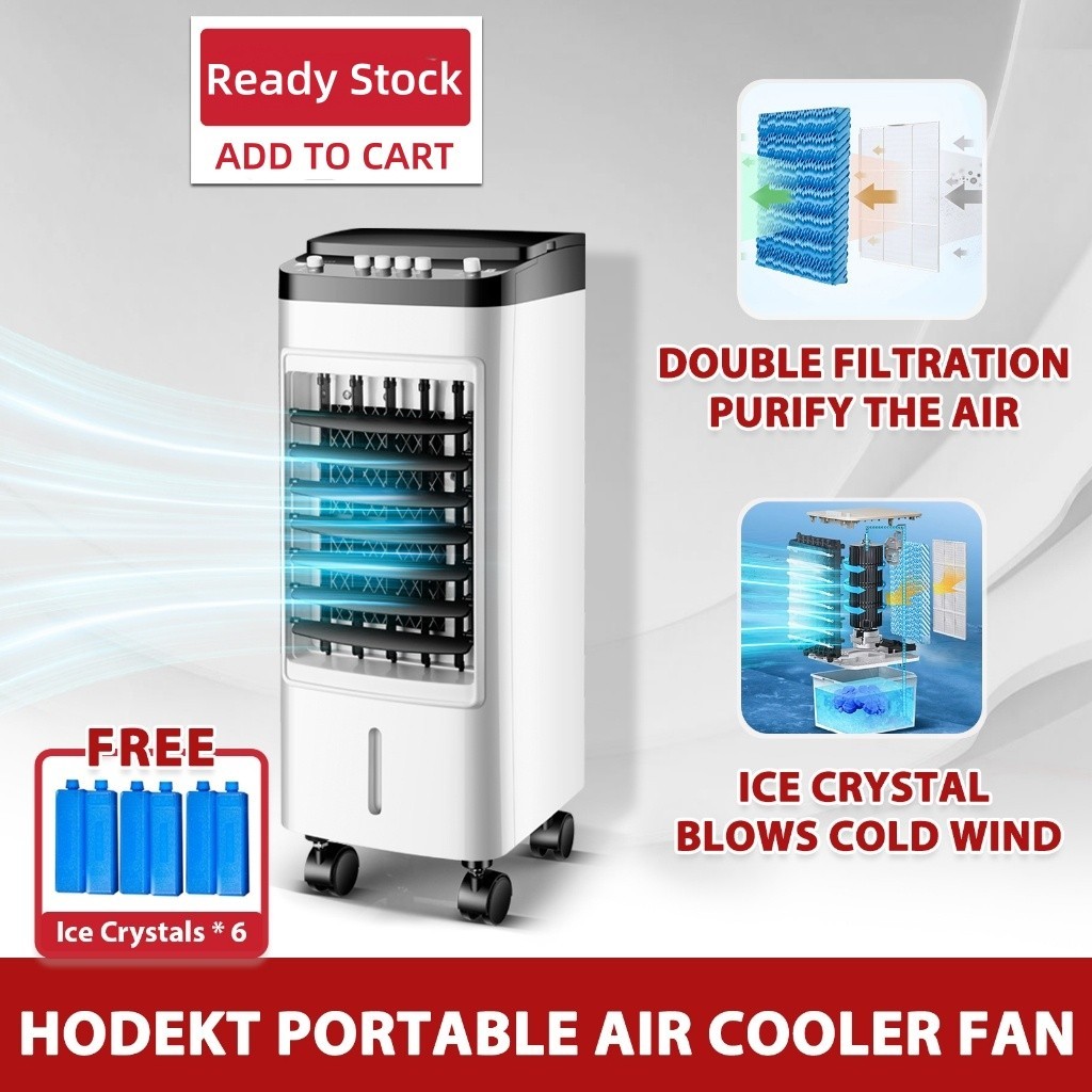 Original Air Cooler with 6 Ice Packs Mobile Air Conditioner 3 Speeds ...