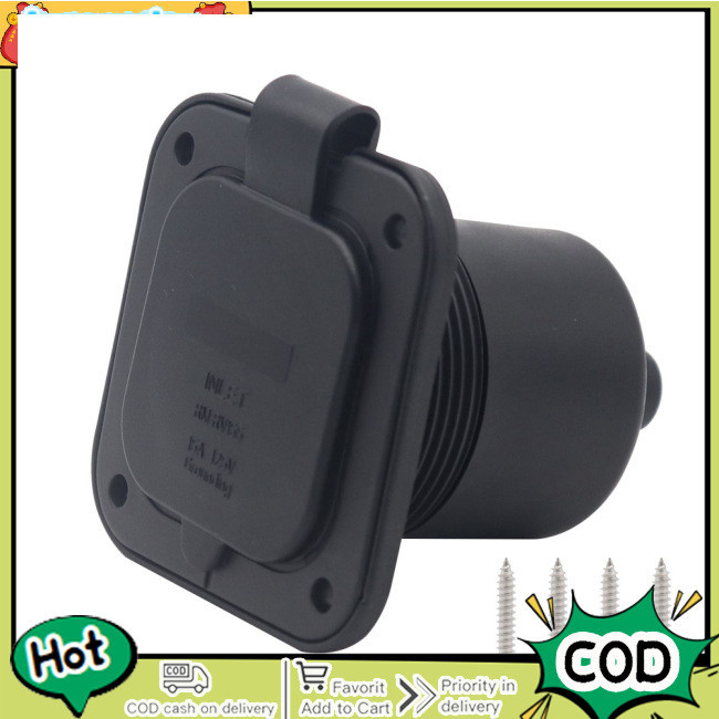 125V 15A RV Power Inlet Plug, 5-15P 3-Pin RV Shore Power Inlet Flanged ...