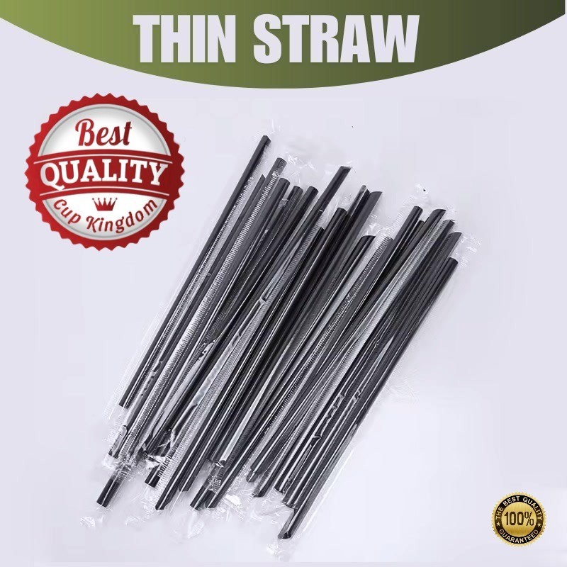 Cup Kingdom [250pcs/100pcs Pack] Juice Straw Thin Straw Slim Pointed ...