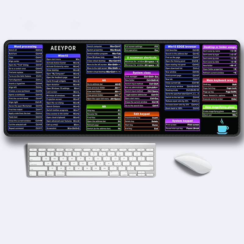 Office Shortcuts Mouse Pad Extended Desk Mat Gaming Room PC Accessories ...