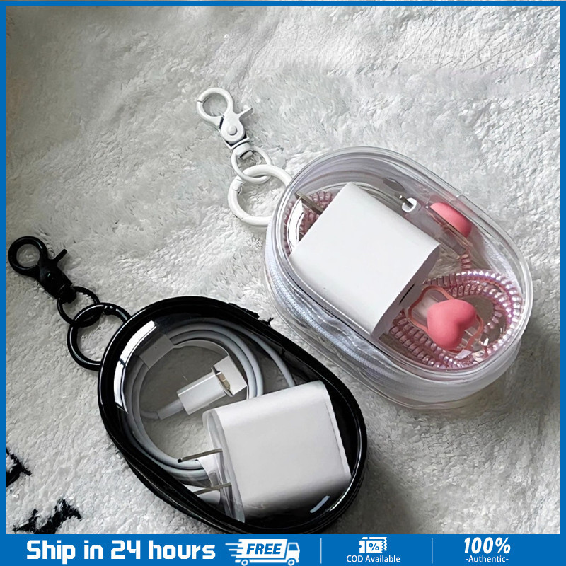 Data Cable Storage Box Cable Protection Case Clear Bag Portable Charger ...