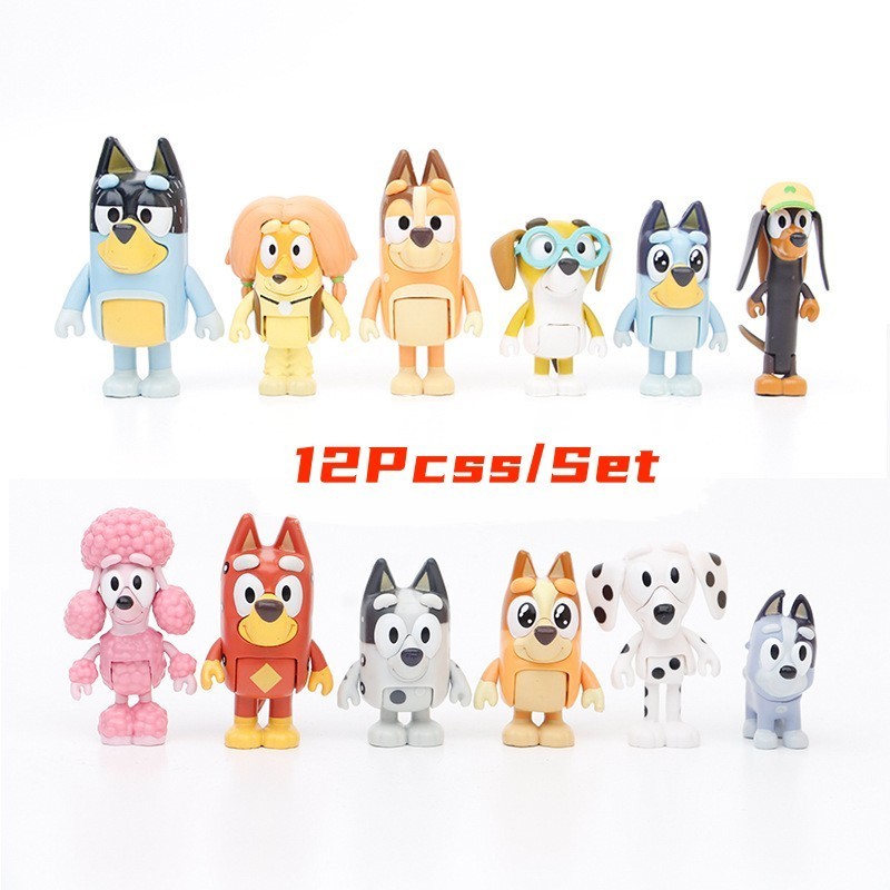 Bluey and Family 12 Pack of 1.9-3.2" Bluey Figure Set, Bingo, Chilli ...
