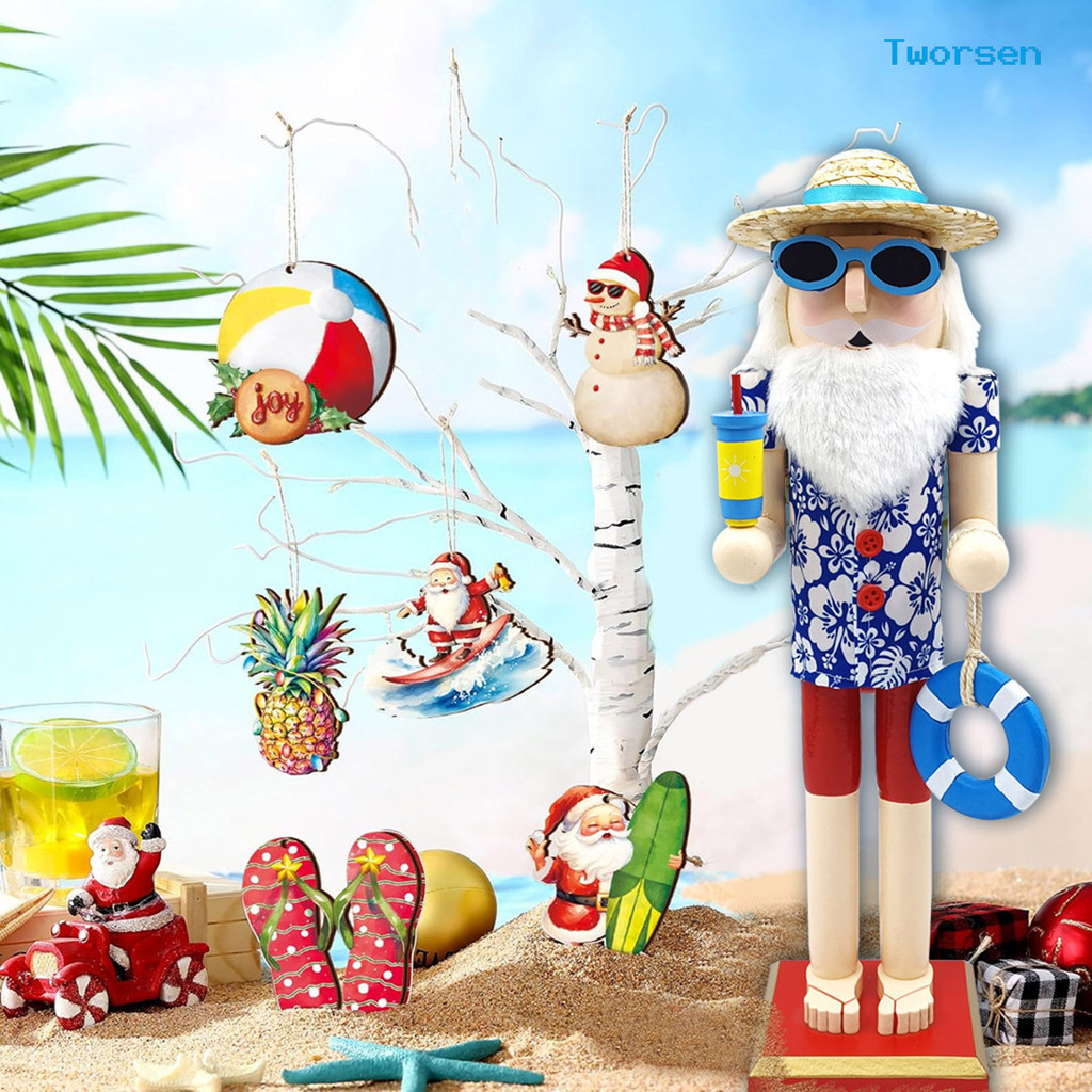 TW-Summer Santa Nutcracker Traditional Hawaiian Themed Beach Santa ...