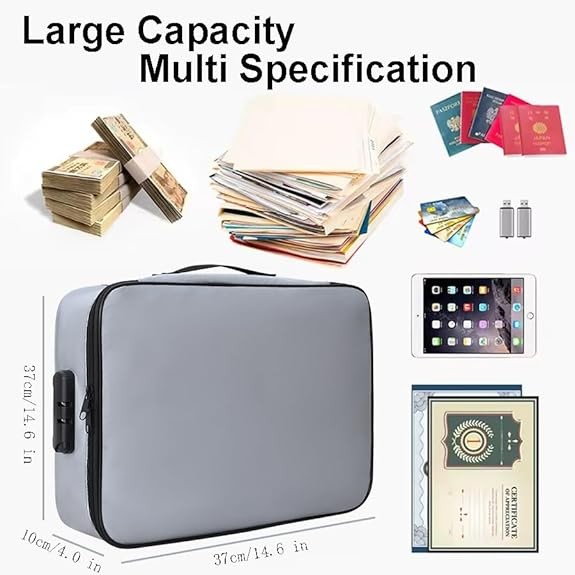 Long Fireproof Waterproof Portable File Bag with Lock Waterproof Safe ...