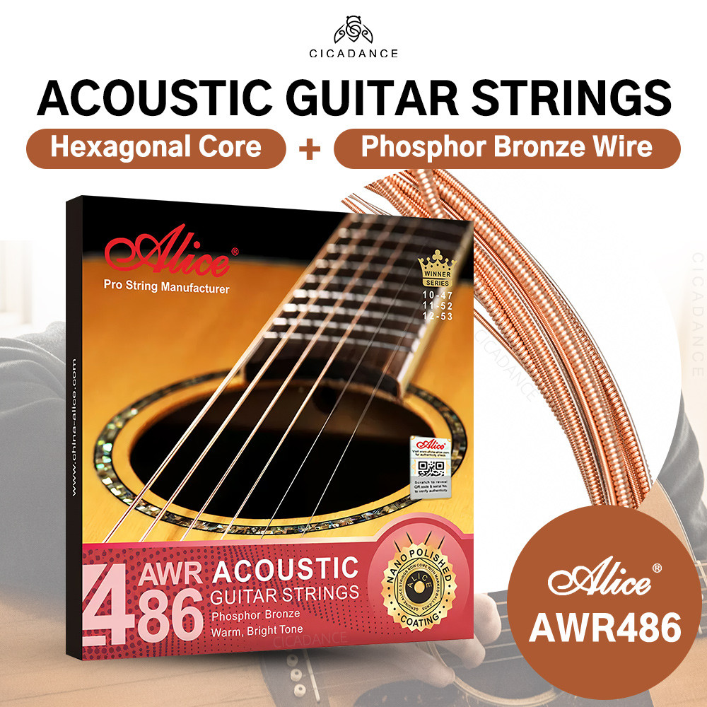 Alice Acoustic Guitar Strings AWR486 Phosphor Bronze Wire Anti-Rust ...