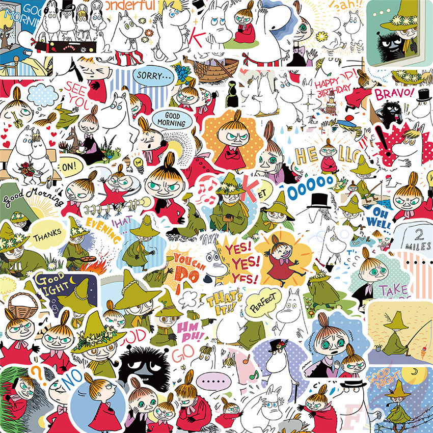 100Pcs/Set Moomin Stickers DIY Fashion Waterproof Doodle Decals ...