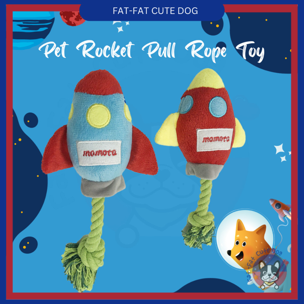 Pet Rocket Pull Rope Toy Cute Plush Sound Toy Rocket Shape Toys Squeak ...