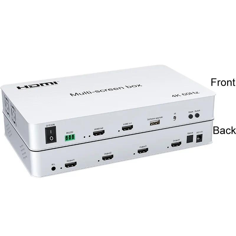 4K 60Hz 2x2 Multi Screen Splicing Box 1x2 1x3 1x4 3 4 TV Splicer Video ...
