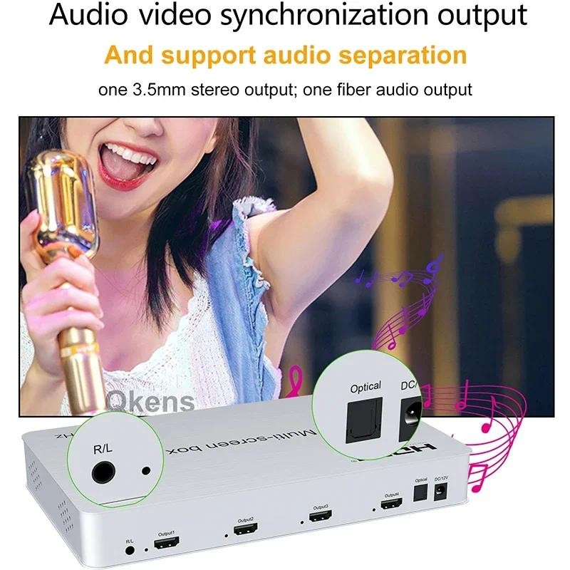 4K 60Hz 2x2 Multi Screen Splicing Box 1x2 1x3 1x4 3 4 TV Splicer Video ...