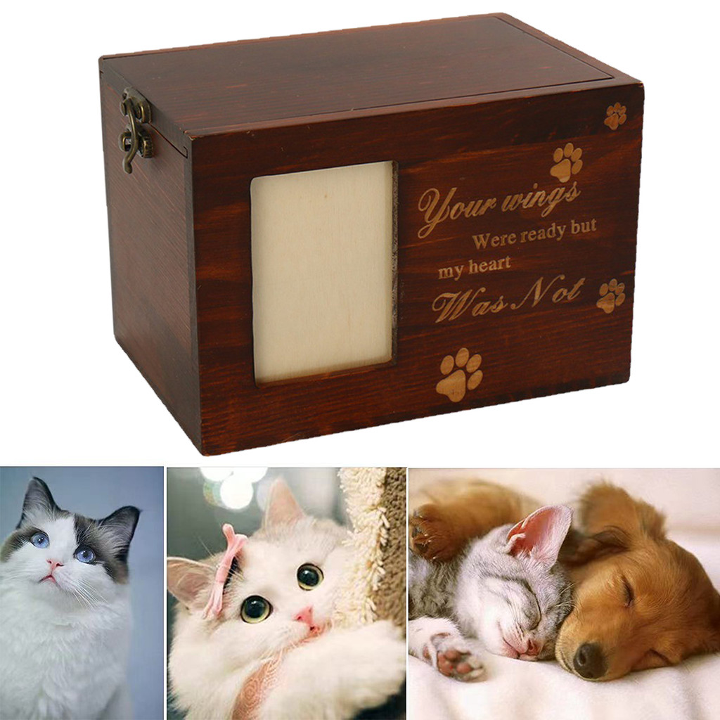 2024 New Pet Memory Urn Ashes Cat Dog Memorial Urn Wooden Case ...