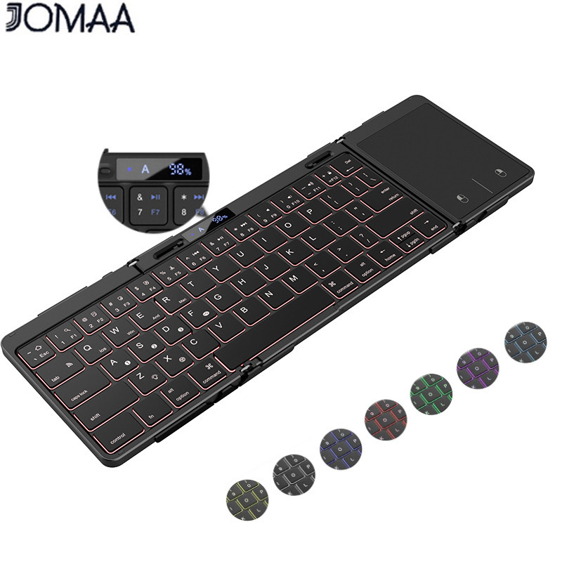 Jomaa Rgb Backlight Bluetooth Foldable Keyboard With Battery Level