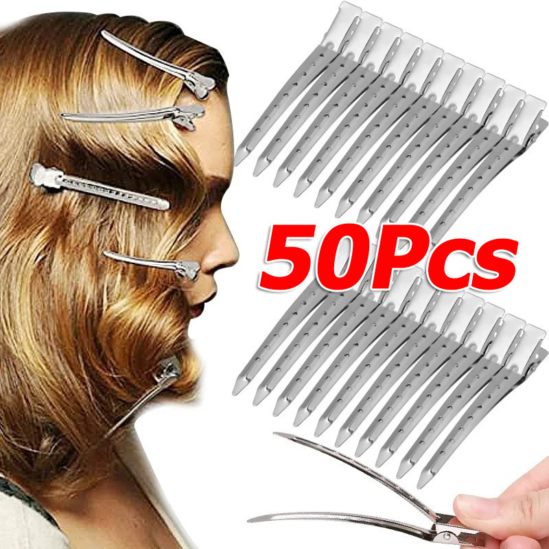 10/30/50Pcs Silver Metal Alligator Curl Hair Clip with Hole / Styling ...