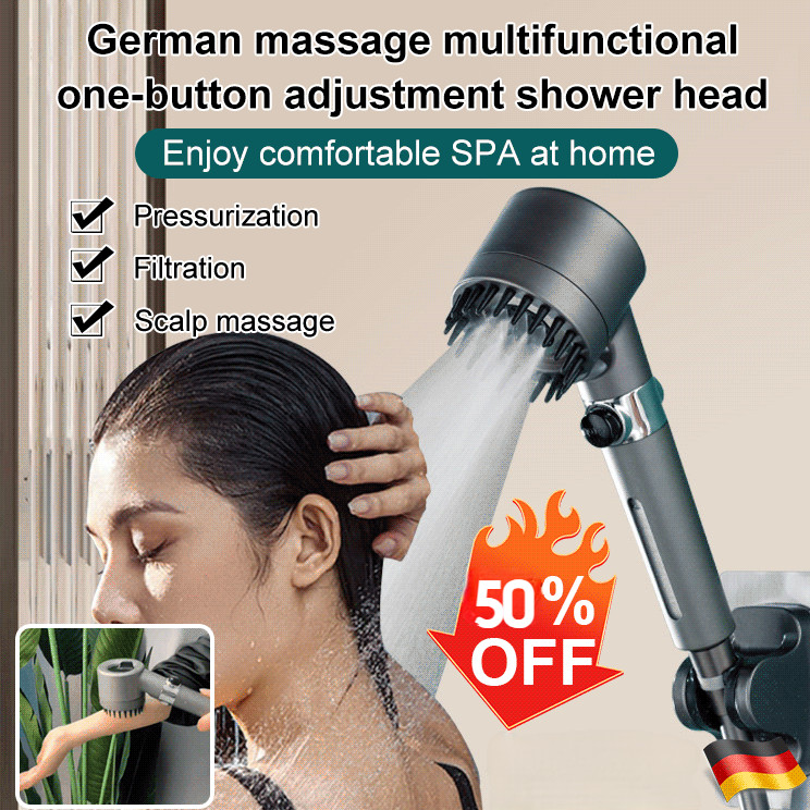 German massage shower head Multifunctional one-touch pressure ...