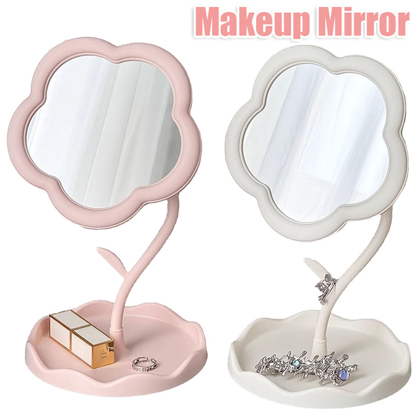 Desktop Flower Shaped Makeup Mirror / 360° Rotate Sunflower Dressing ...