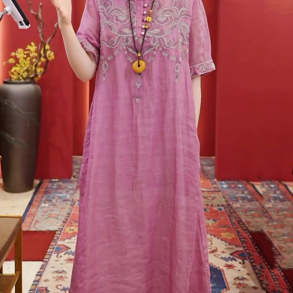 Chinese Style Plus Size Retro Embroidered Dress Women Summer New Style ...