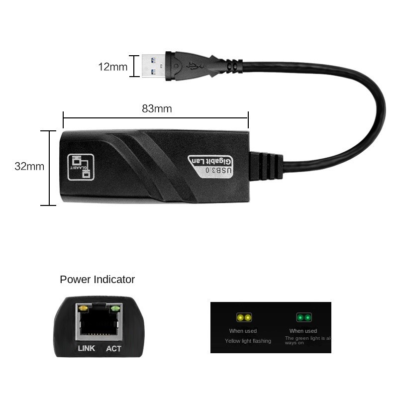 USB 3.0 Gigabit Driver-free High-speed Network Card USB to RJ45 100M 2. ...