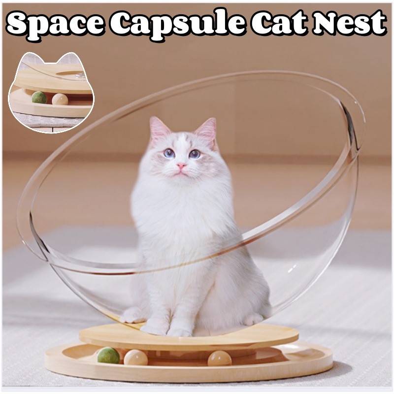 Space Capsule Cat Nest Transparency Semi-enclosed Cat Bed With ...