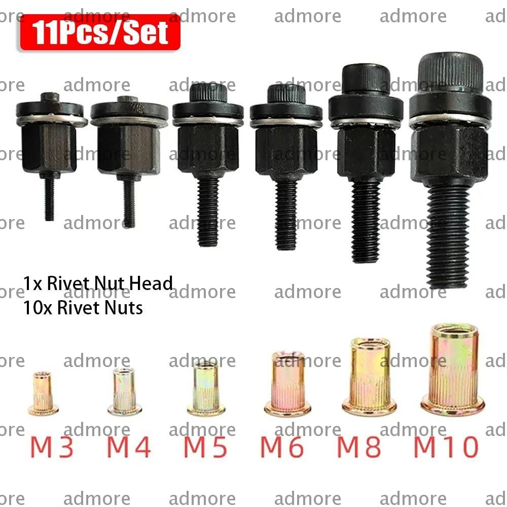 ADMORE 11Pcs/Set Hand Rivet Nut, Mandrel Staple For Rivet Nut Torch ...